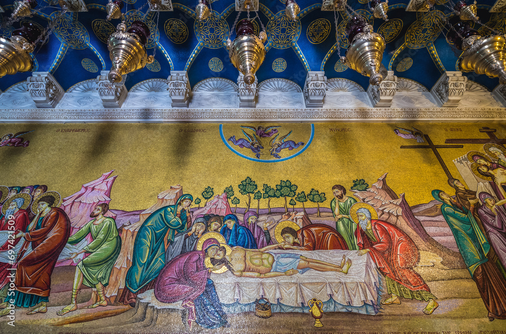 Jerusalem, Israel - October 22, 2015: A mosaic depiction of Christ's ...