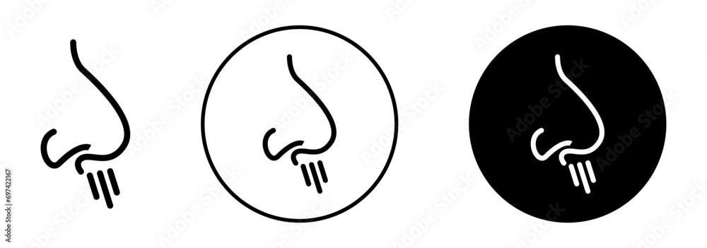 Runny nose icon. rhinorrhea or rhinitis sickness in people cause wet ...