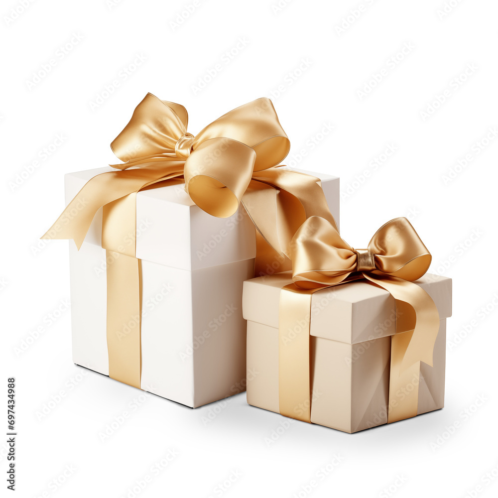 Two Elegant white & Cream Gift Boxes with Golden Ribbons | Birthday ...