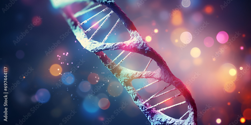 Close up view of a dna double helix concept of disorder or genetic ...