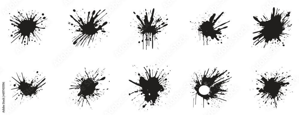 Set of black and white paint splash icon. black and white. logo for ...