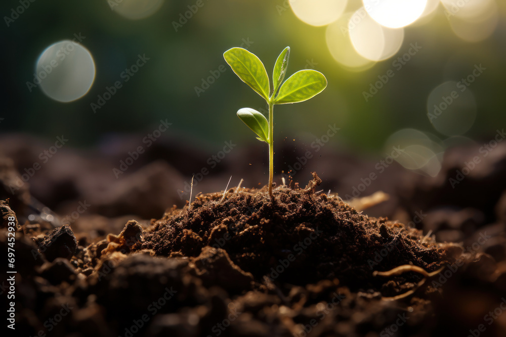 A seedling breaking through the soil, symbolizing the germination ...