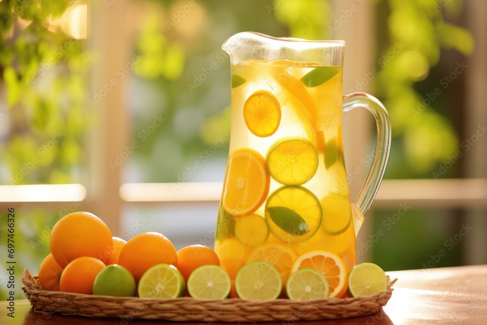 Citrus Splash: Citrus-infused water in a pitcher with vibrant slices of ...