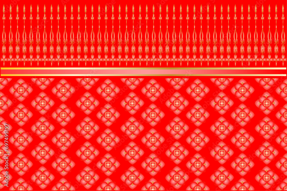 Abstract red background with luxurious golden Thai pattern. Stock ...
