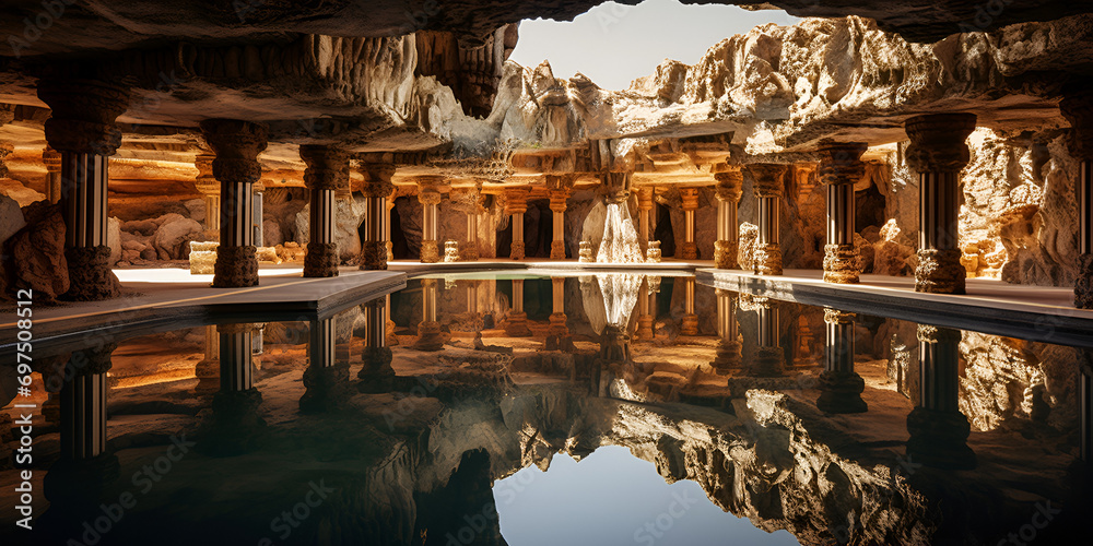 Grand architecture of the Roman baths, showcasing the mastery and ...
