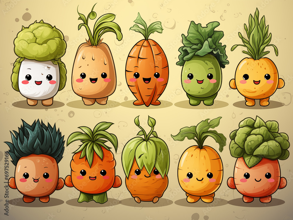 ai, generative ai, generative, food, cartoon, vector, fruit, vegetable ...