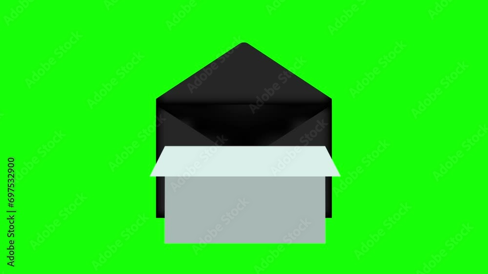 4K animation of opening an envelope and opening the paper inside ...