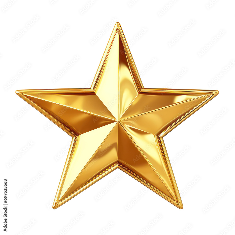 golden star sign in 3d style of illustration isolated on white or ...