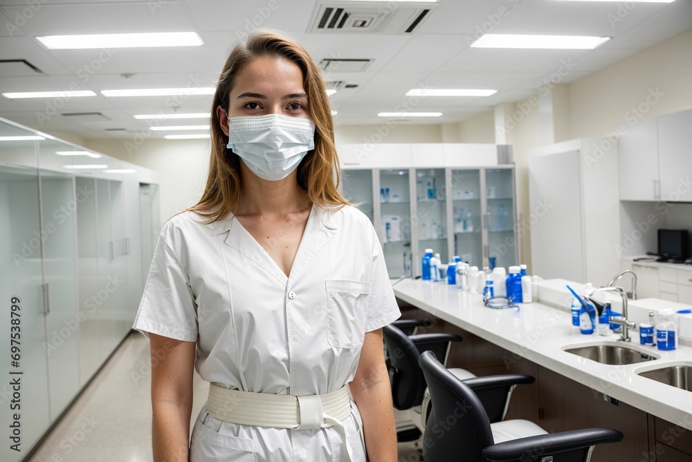 doctor biologist scientist in a hi-tech medical facility room with ...