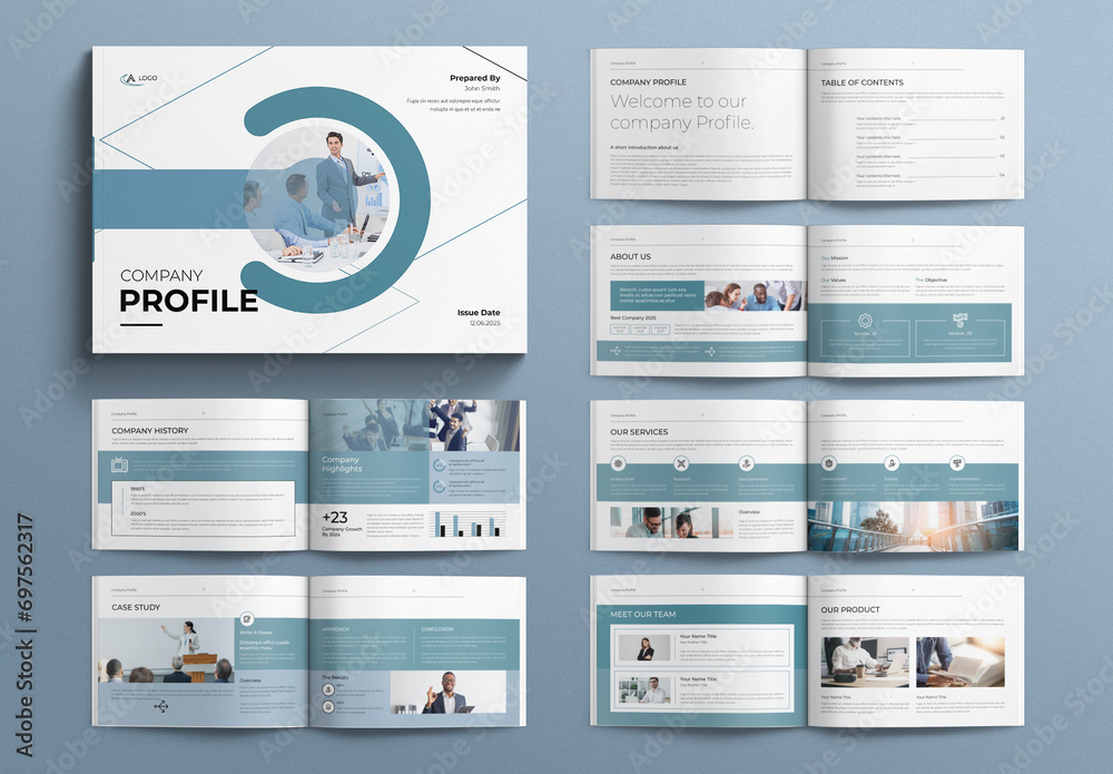 Company Profile Template Design Layout Landscape Stock Template | Adobe ...