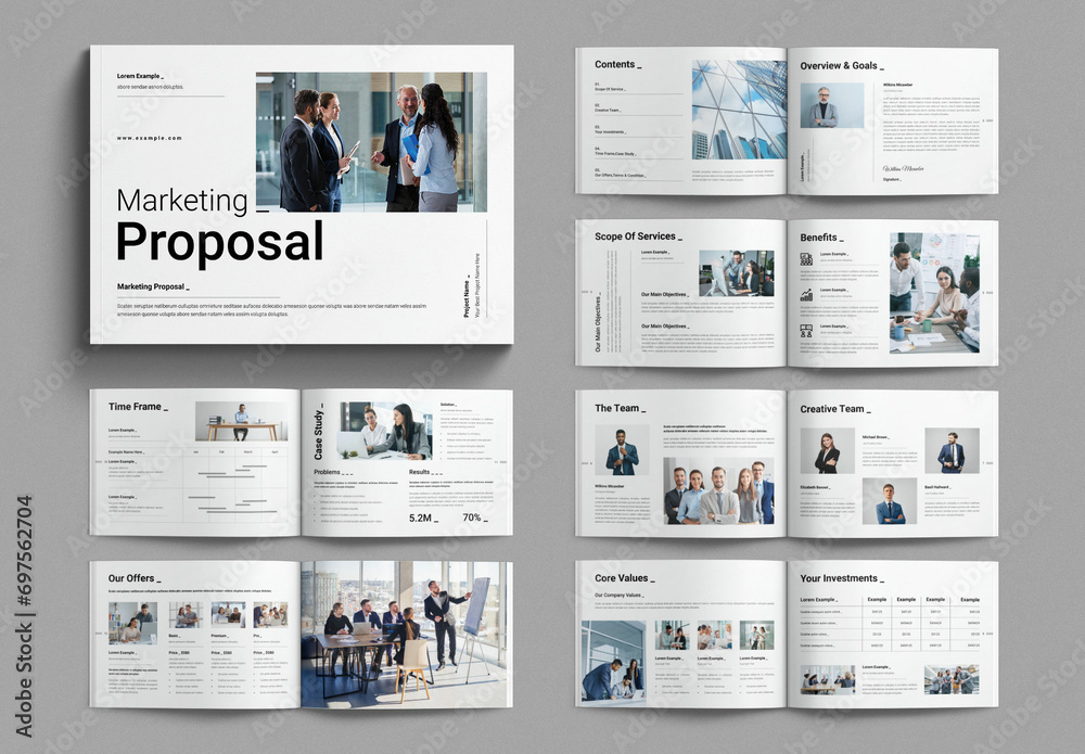Modelo de Marketing Proposal Template Design Layout Landscape do Stock ...