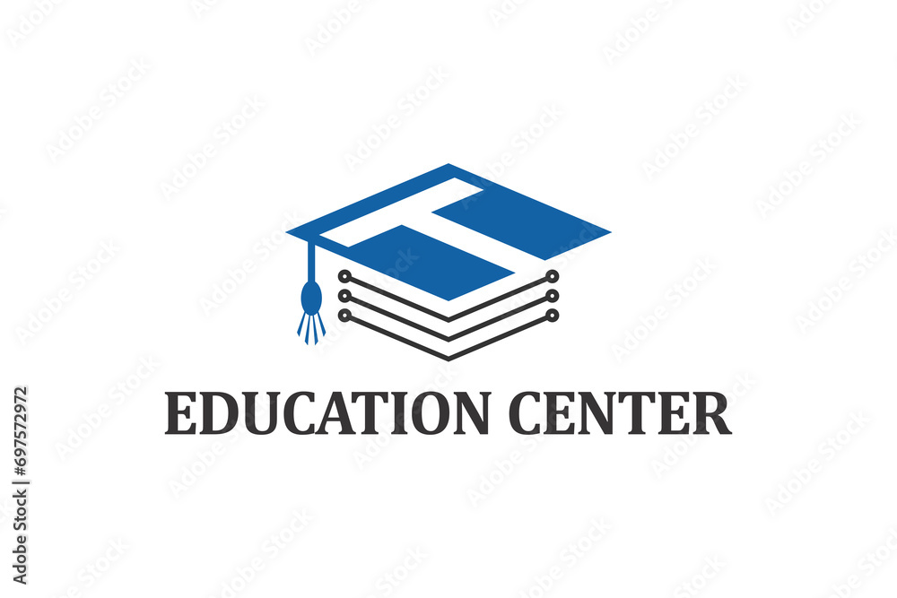 Toga hat education science logo design with circuit computer technology ...