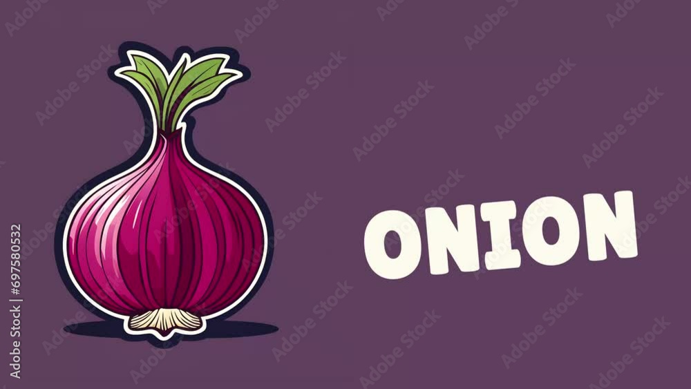 Video Animated cute illustration of an onion for kids learning 4K Stock ...