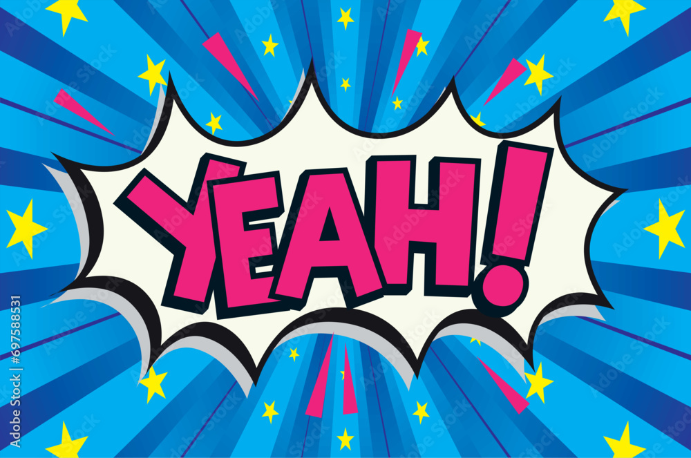 Yeah text pop art Boom bang burst yeah dialogue message pop art vector ...