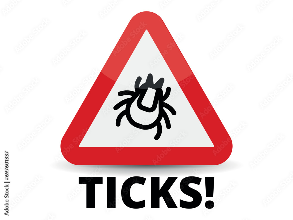 Vecteur Stock Warning sign Beware of Ticks, Tick Warning Sign, Tick ...