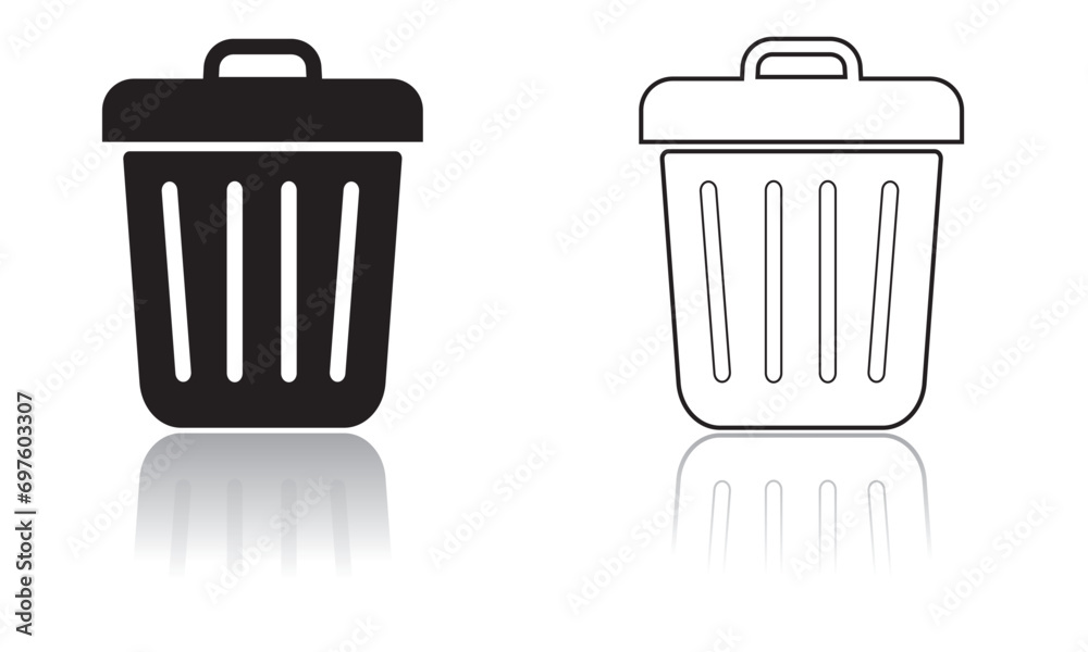 Trash icon set. Dustbin vector. Trash icon vector. Recycle bin icon ...