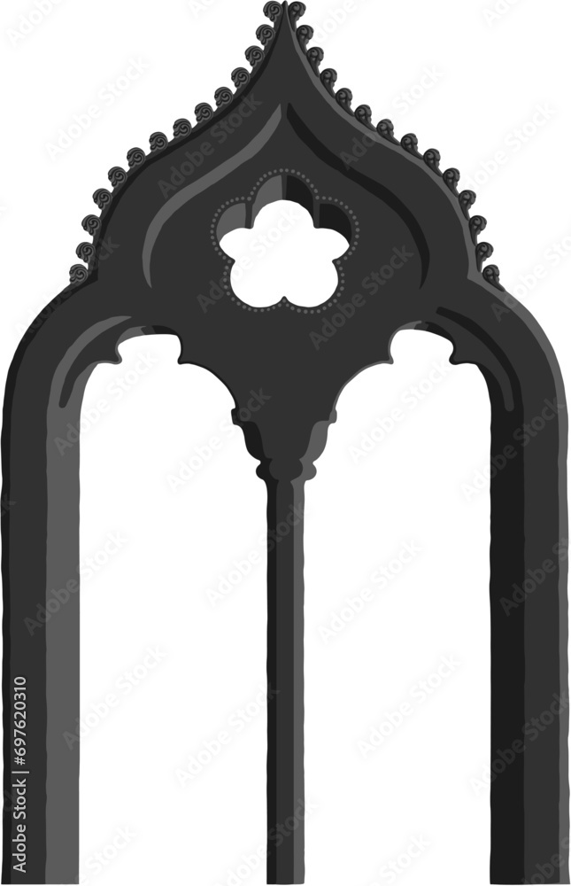 Gothic window plate tracery stylized drawing. Architectural stone ...