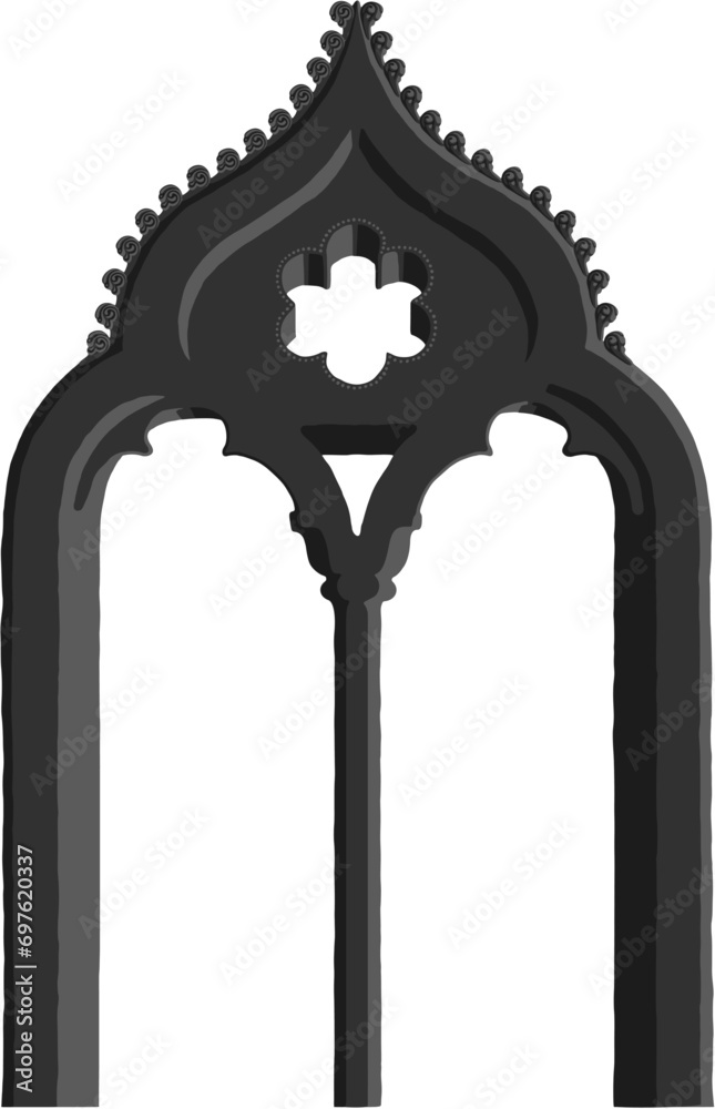 Gothic window plate tracery stylized drawing. Architectural stone ...