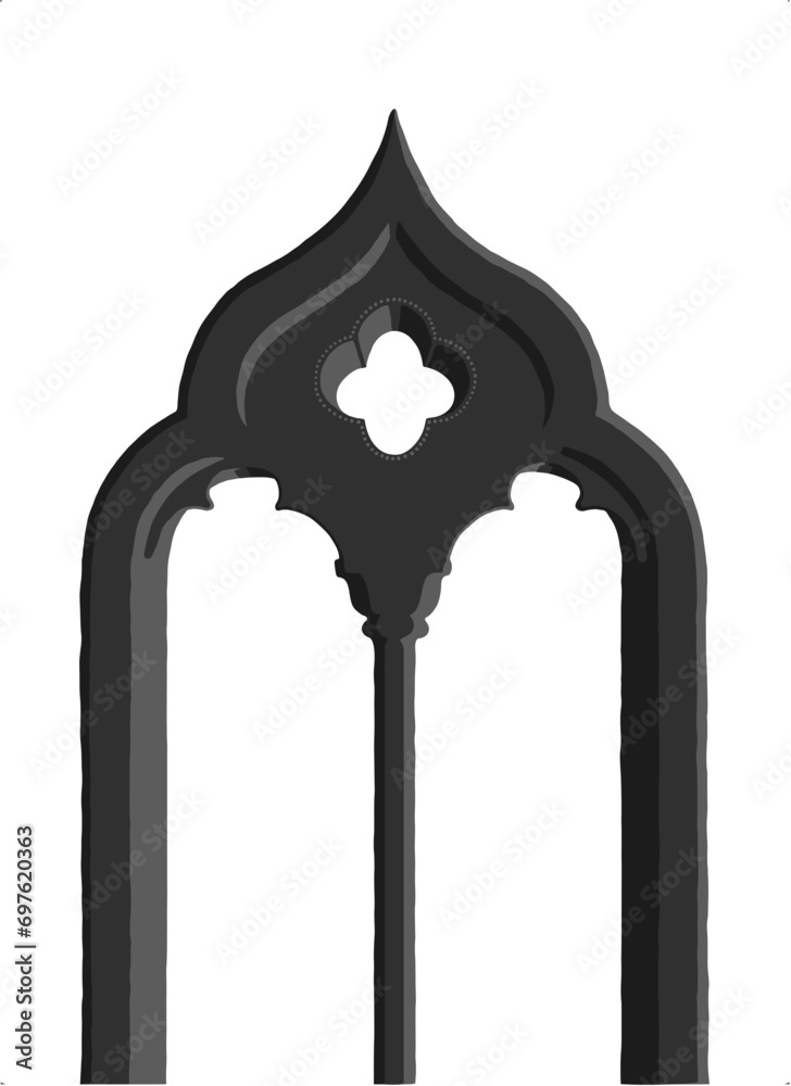 Gothic window plate tracery stylized drawing. Architectural stone ...