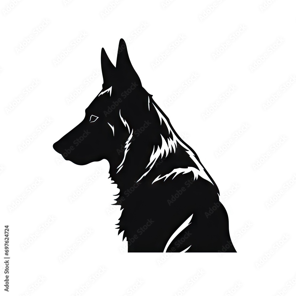 German Shepherd Icon, Dog Black Silhouette, Puppy Pictogram, Pet ...
