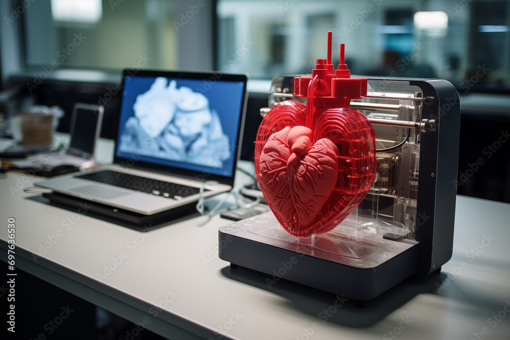 Artificial human heart model. Advanced technology behind life-saving ...
