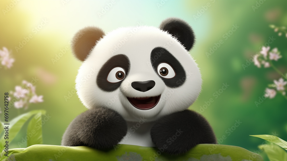 Hand drawn cartoon cute panda illustration picture Stock Illustration ...