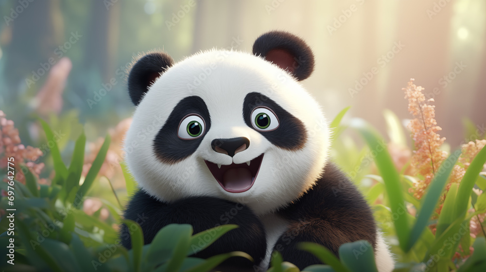 Hand drawn cartoon cute panda illustration picture Stock Illustration ...