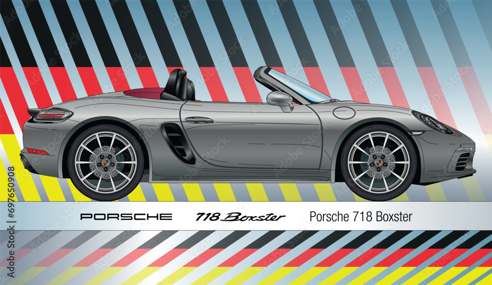Germany, year 1996, Porsche 718 Boxster car silhouette, vector ...