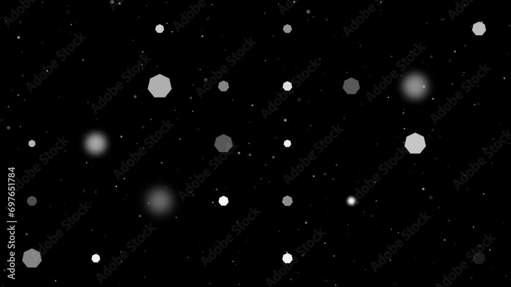 Template animation of evenly spaced heptagon symbols of different sizes ...