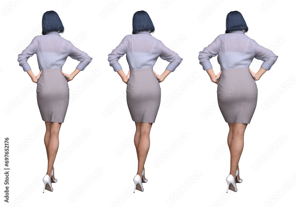 3d Render Back View Of Standing Female Body Type Illustration