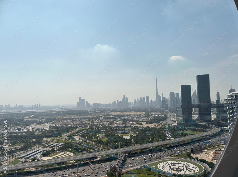 Dubai city areal view background. Aerial view of Dubai Downtown skyline ...