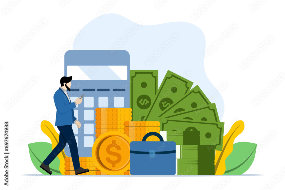 concept of financial management, financial administration, businessman ...