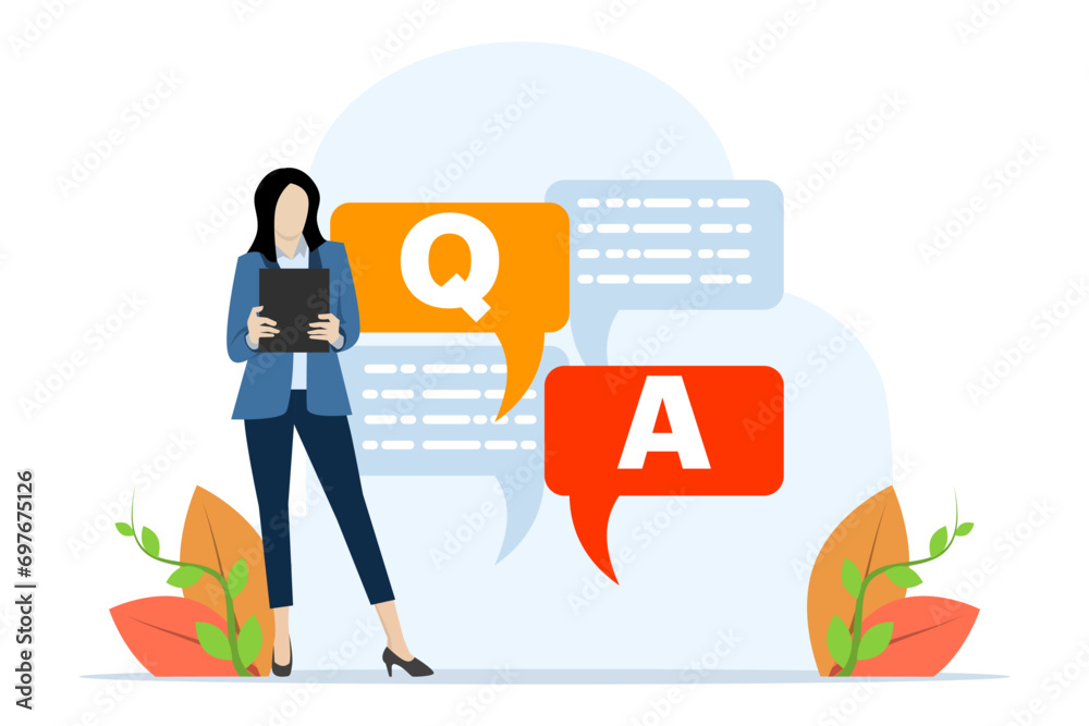 customer service concept. Users ask questions in support chat. Our ...