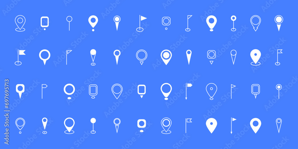 Set white location pin icon. Map pin place marker. Destination symbol ...