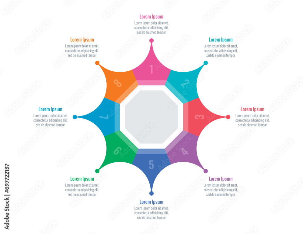 octagonal star infographic template. eight option informational ...