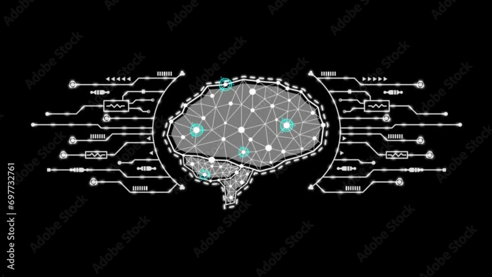 ฺBrain and electrical circuit processing, concept of technology and ...