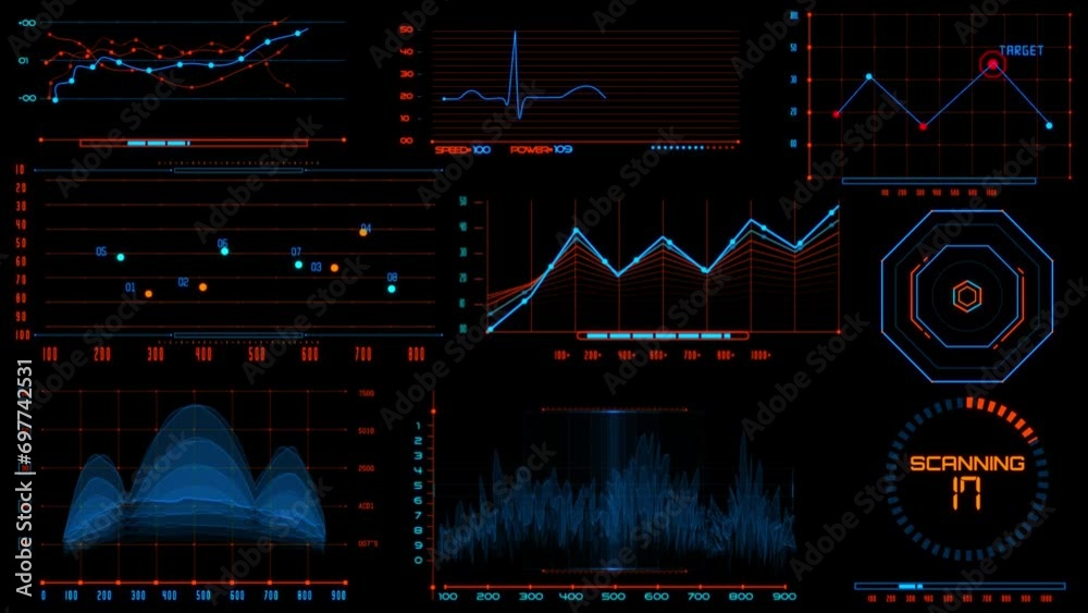 Tech HUDs Infographic Hologram UI Interface - Loop Overlay Graphic ...
