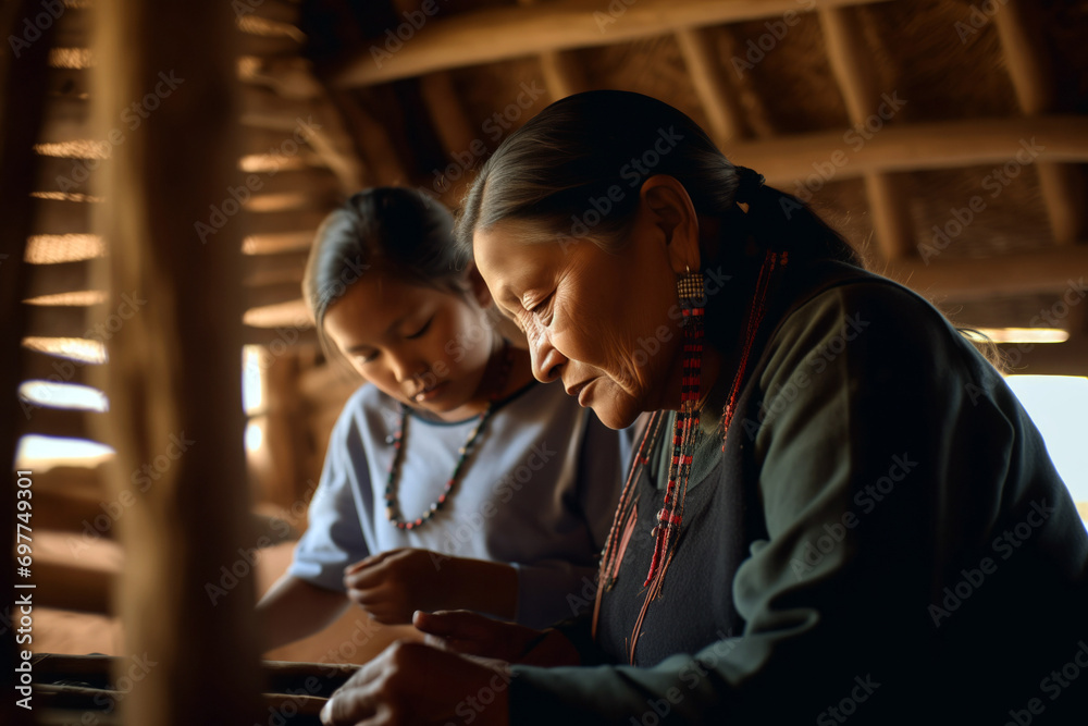 Native American Generational Bonding with Craft Stock Photo | Adobe Stock