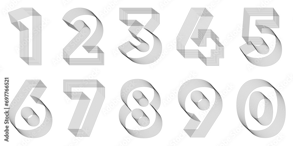 Numbers logo design element. 3D Geometric numbers. Streetwear stile ...