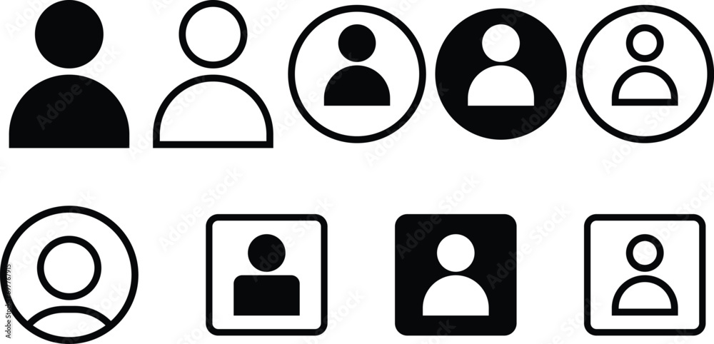 Set of User Icon. User Icon set. Profile icon. Monochrome icon. People ...