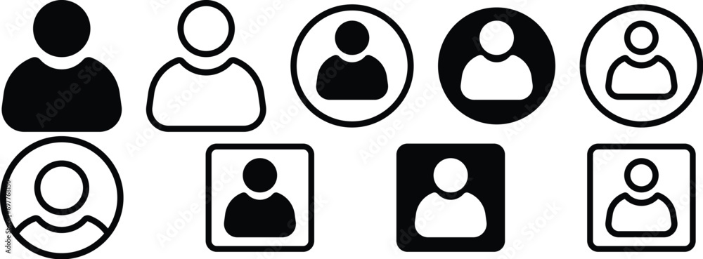 Set of User Icon. User Icon set. Profile icon. Monochrome icon. People ...