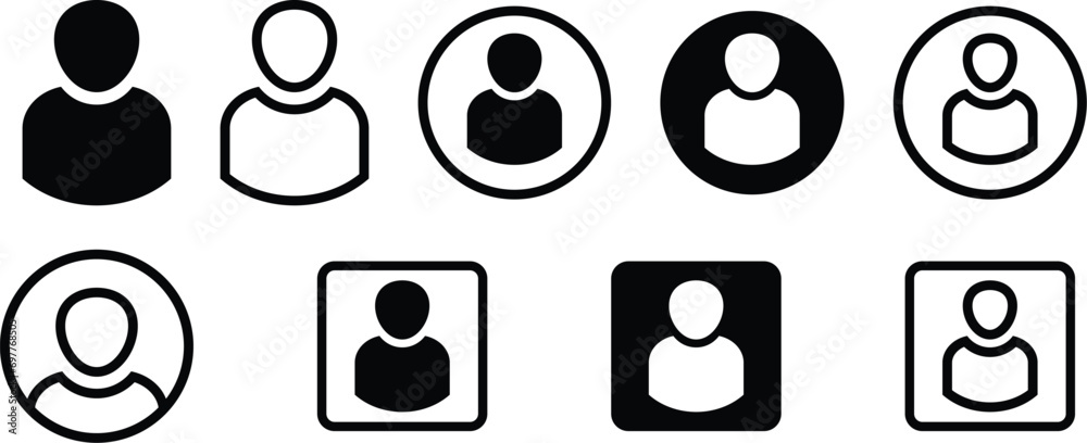 Set of User Icon. User Icon set. Profile icon. Monochrome icon. People ...