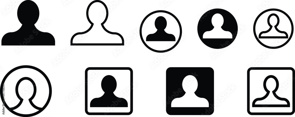 Set of User Icon. User Icon set. Profile icon. Monochrome icon. People ...