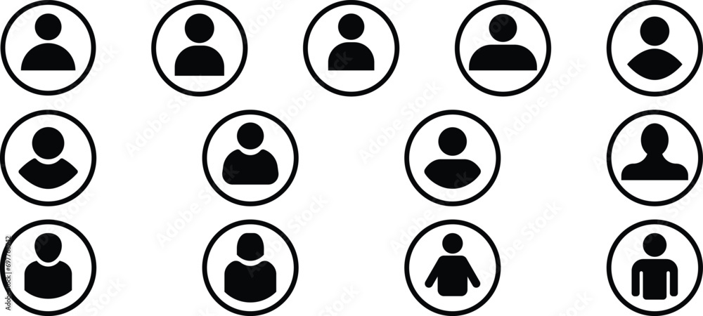 Set of User Icon. User Icon set. Profile icon. Monochrome icon. People ...