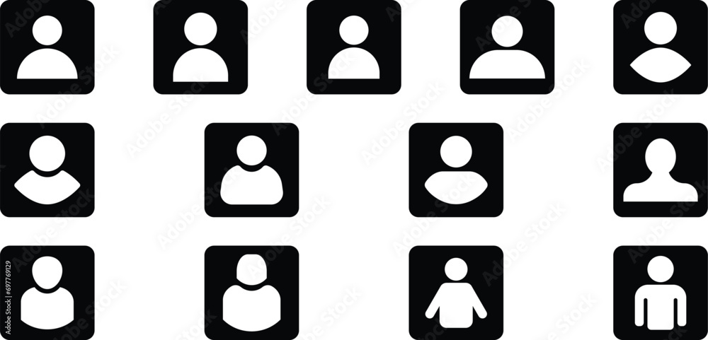 Set of User Icon. User Icon set. Profile icon. Monochrome icon. People ...