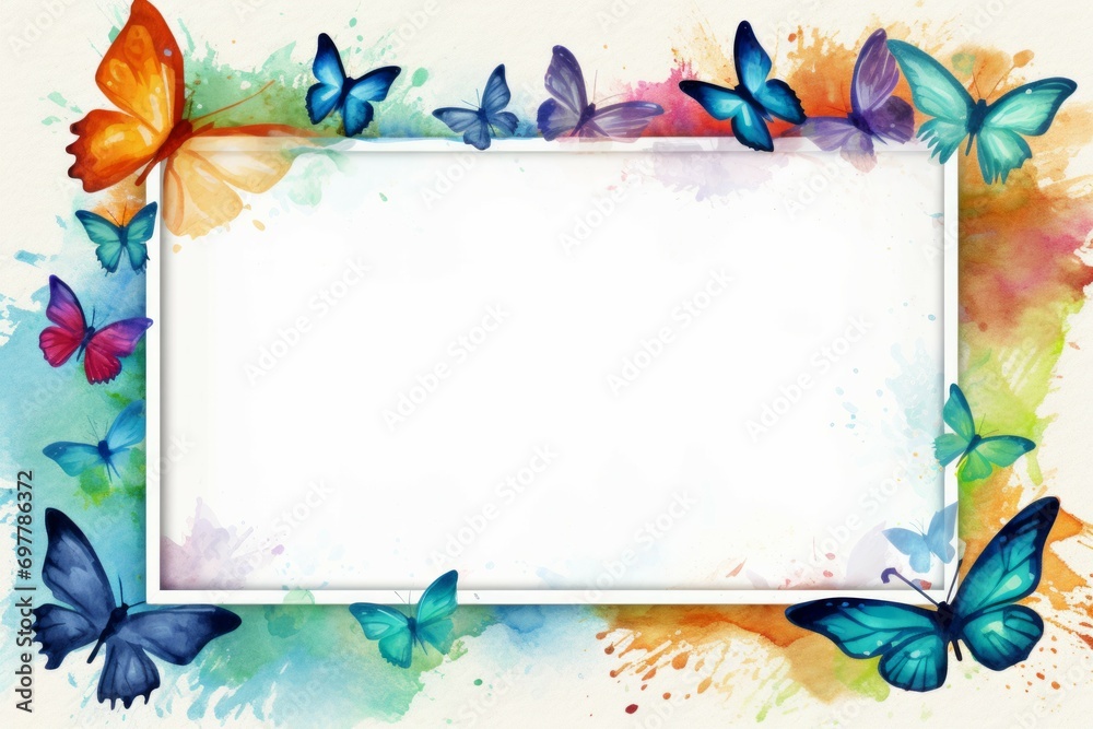 Colorful butterflies border / frame / background Stock Illustration ...