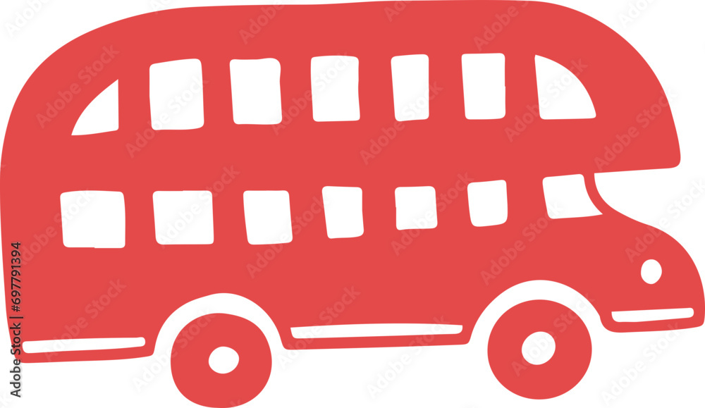 doodle sketch english London United Kingdom element bus double decker ...