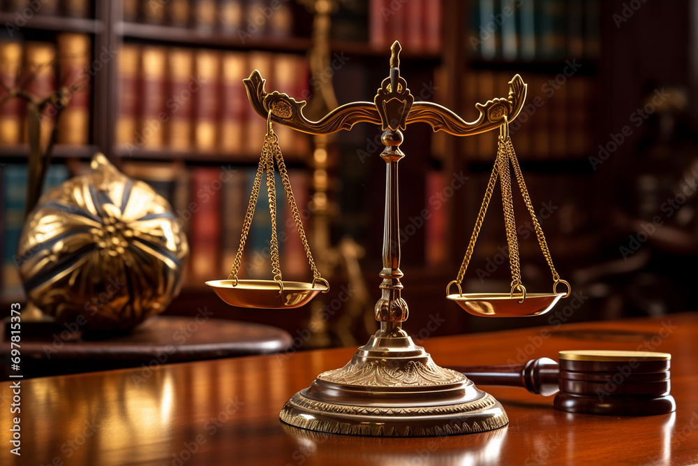 Symbol of Justice - Judges Gavel in a Lawyer's Office - Balancing Law and Justice Created with ...