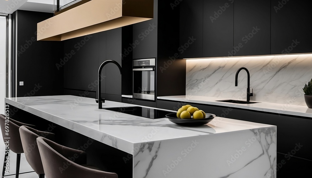 Exquisite interior design of a black white & gold modern minimalist ...