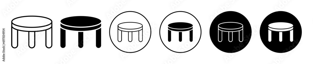 Stool icon. three legged backless house stool table to sit at home ...